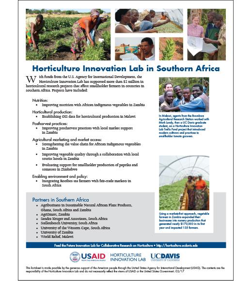 Regional fact sheet: Horticulture Innovation Lab in Southern Africa ...